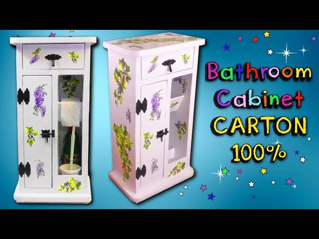 How to make a BATHROOM CABINET using CARDBOARD - inexpensive decoratin ...