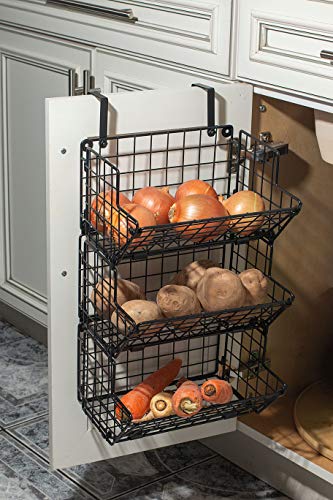 Hanging fruit basket Under sink inside cabinet storage Metal Wire 3 Ti ...